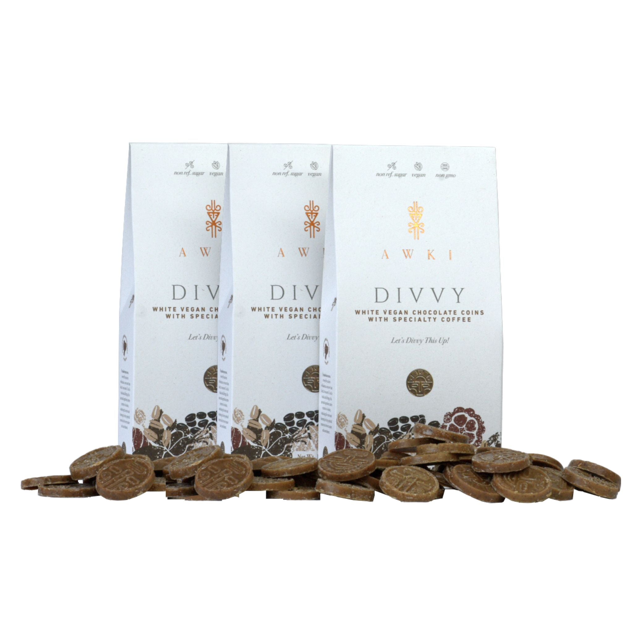 DIVVY White Vegan Chocolate Coins with Coffee (3 packs 100g each pack ...